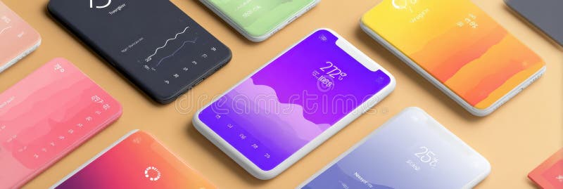 Digital App UI Mockup Showcasing a Mood Tracker with Color Gradients ...