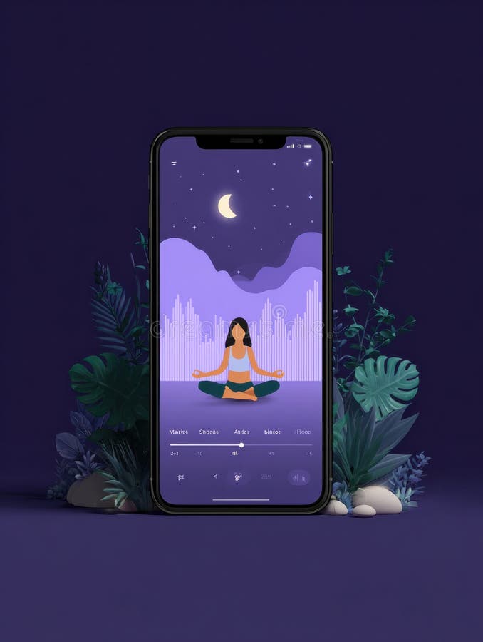 Digital App UI Mockup Showcasing a Mood Tracker Interface with Calming ...