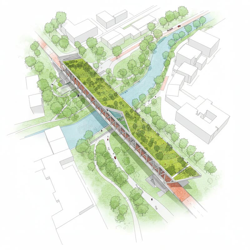 Architectural Rendering of Contemporary Building, with Isometric and ...