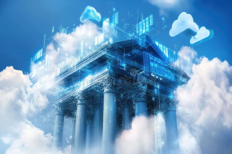 Digital Architecture Merges Classical Columns with Futuristic Elements ...