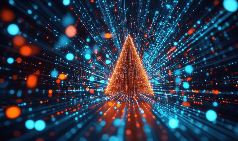 Digital Arrow Shape with Glowing Particles and Light Trails Stock ...