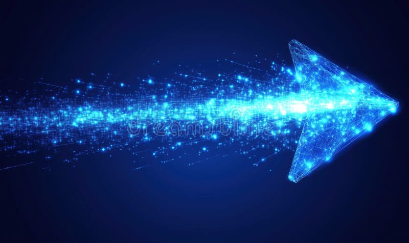 Digital Arrow Symbolizing Progress Innovation Glowing Particles Blue ...