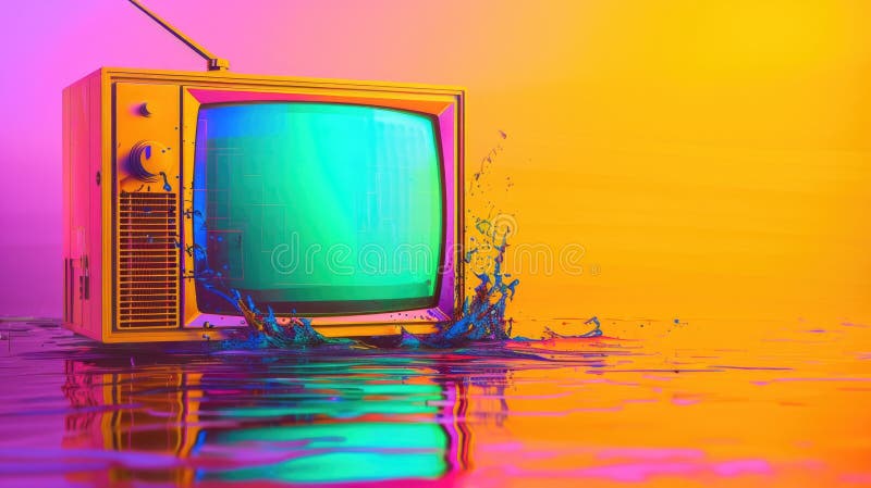 Digital Art with Abstract TV Graphics in Vibrant Neon Colors, Creating ...