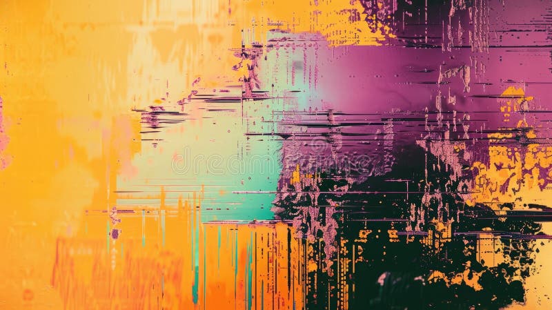 Digital Art with Abstract TV Graphics in Vibrant Neon Colors, Creating ...