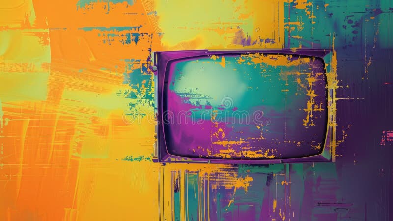 Digital Art with Abstract TV Graphics in Vibrant Neon Colors, Creating ...
