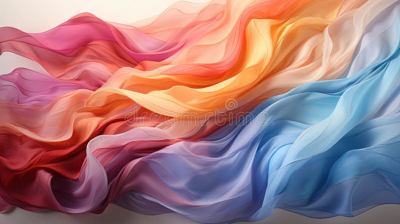 Digital Art of Colorful Textile Transparent Silky Wavy Fabric ...