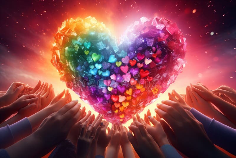 Digital Art Composition of Diverse Hands Forming. Generative Ai Stock ...