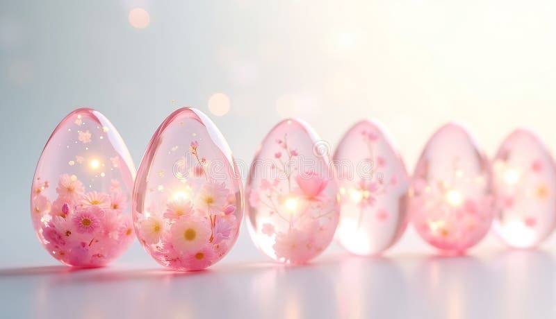 A Digital Art Concept Featuring Transparent Easter Eggs with Embedded ...