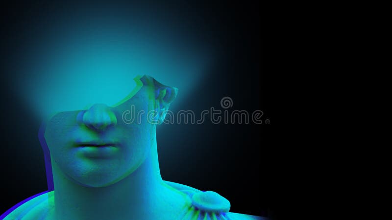 Digital Art Concept. Half Head Statue with Copy Space. Stock Image ...