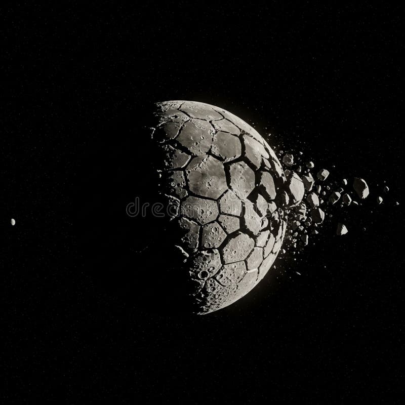 Digital Art of a Cracked, Spherical Celestial Body in Space. the ...