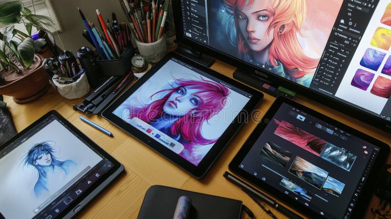 Digital Art Creation Home Studio Graphic Design Display Creative ...