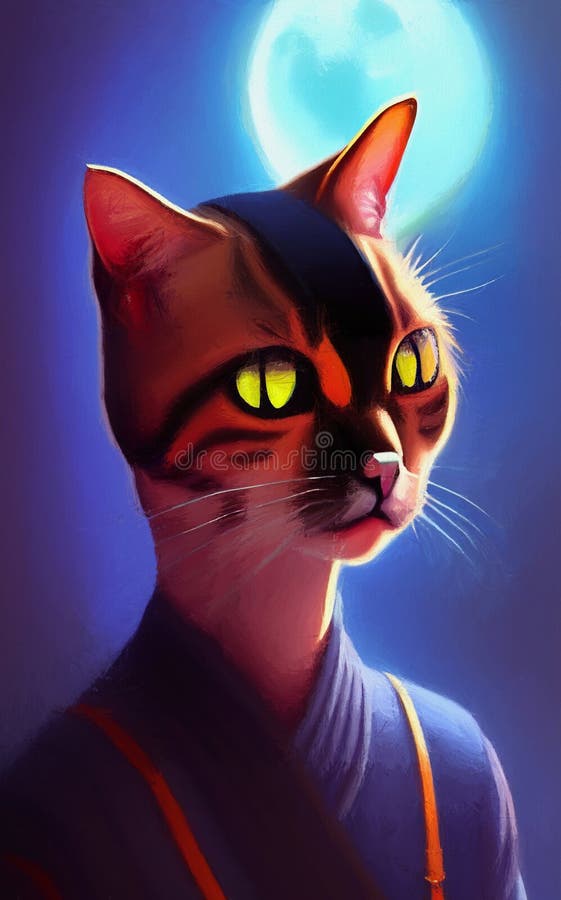 Digital Art of a Cute Antropomorphic Cat Stock Illustration ...