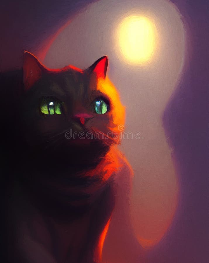 Digital art of a cute cat stock illustration. Illustration of fairy ...