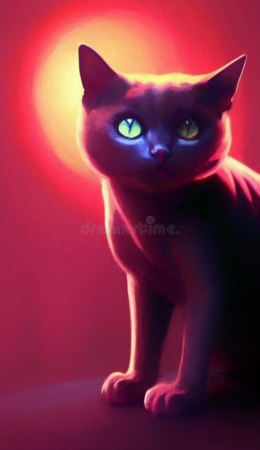 Digital art of a cute cat stock illustration. Illustration of artistic ...