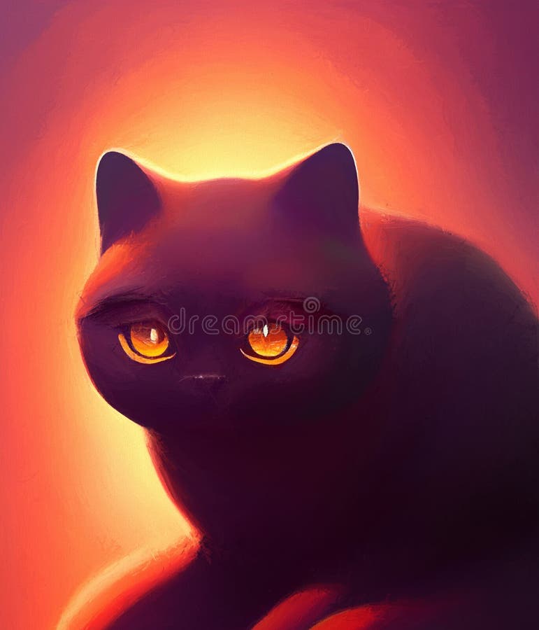 Digital art of a cute cat stock illustration. Illustration of fantasy ...