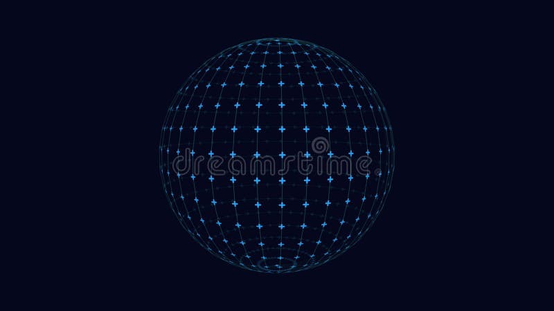 Digital Art 3d Blue Dot Ball - Abstract Sphere on Black Background ...