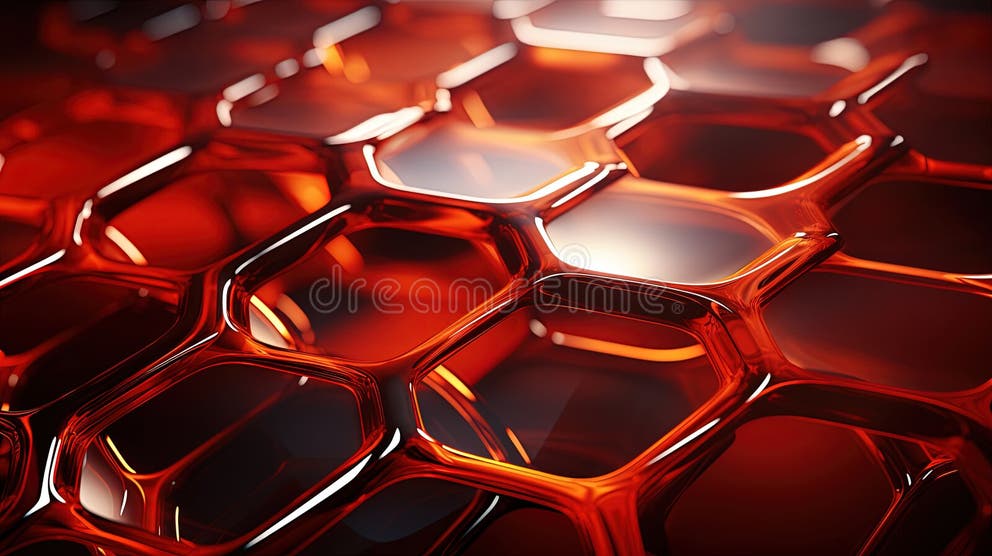 Digital Art of Deep Red Liquid Gel Wet Hexagon Pattern Background Stock ...