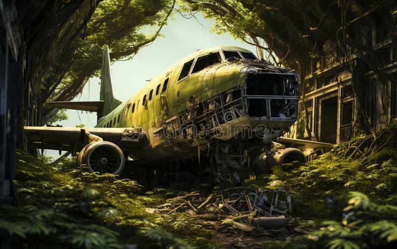 Digital Art Depicting an Overgrown, Aged Building Generative AI Stock ...