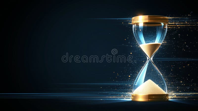 Digital Art Depicting Time Passing with a Glowing Hourglass on an ...