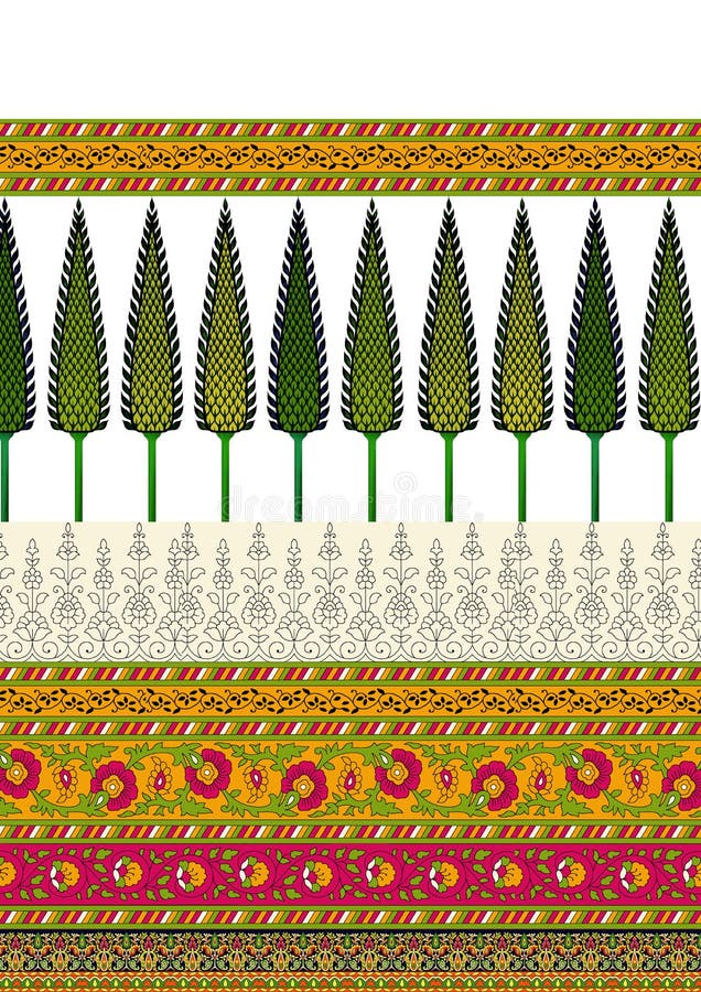 Allover Textile Design Print Created Digital Art Border Stock ...