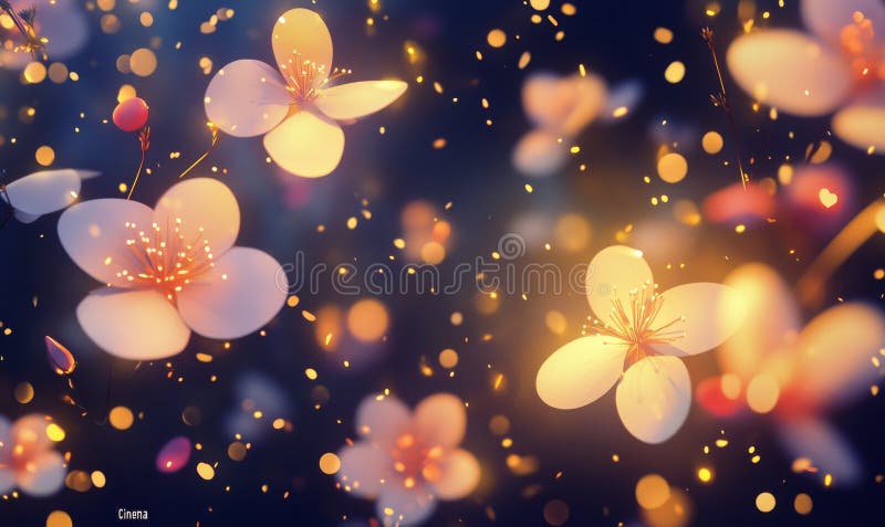 This Digital Art Design Showcases a Glowing Flower on a Dark Background ...