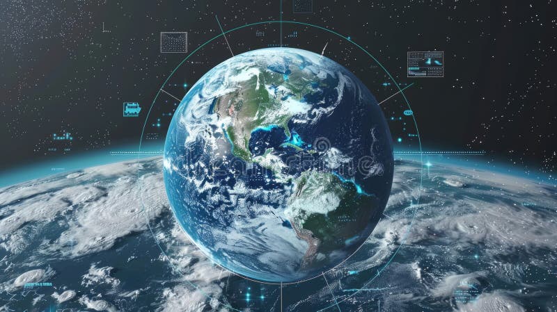 Digital Art of Earth with Heat Map Overlay Stock Illustration ...