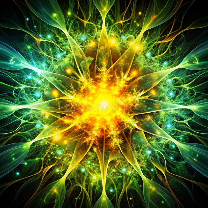 Digital Art Explosion with Neural Network Effects on Black Background ...