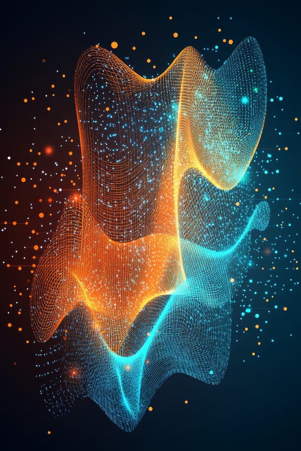 Digital Art Features Glowing Particles Flowing Against a Dark Backdrop ...