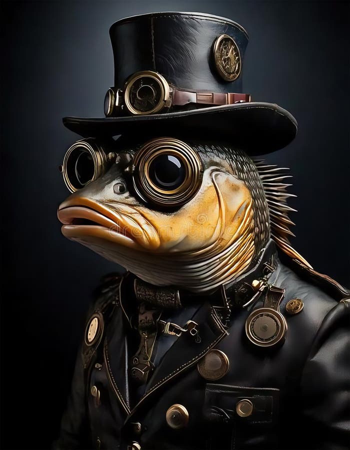 Ai Generated Image of a Fish Dressed in Steampunk Attire Stock ...