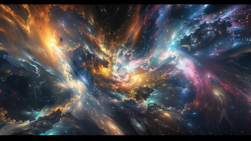 Cosmic Nebula Vibrant Galaxy Space Art Background Sky Stars Magic Night ...