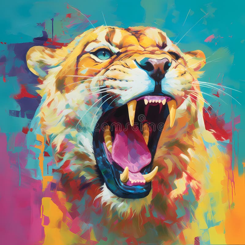 A Digital Art of a Ferocious Looking Tiger Stock Illustration ...