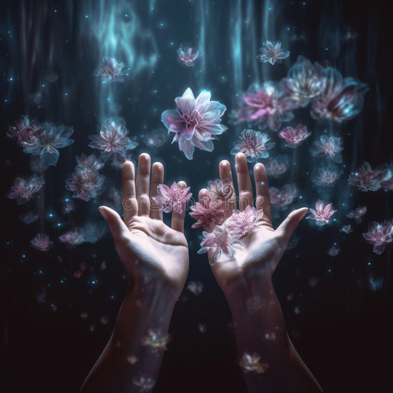 Digital Art of Flowers Falling in Augmented Reality (AR) Stock ...