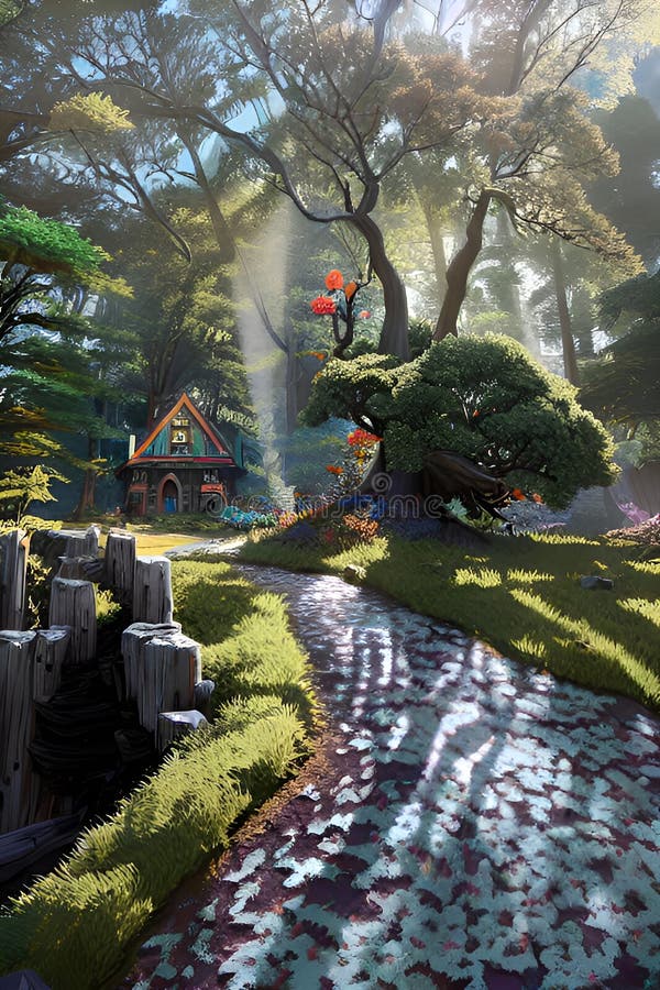 Digital Art Forest Background Wallpaper Stock Illustration ...