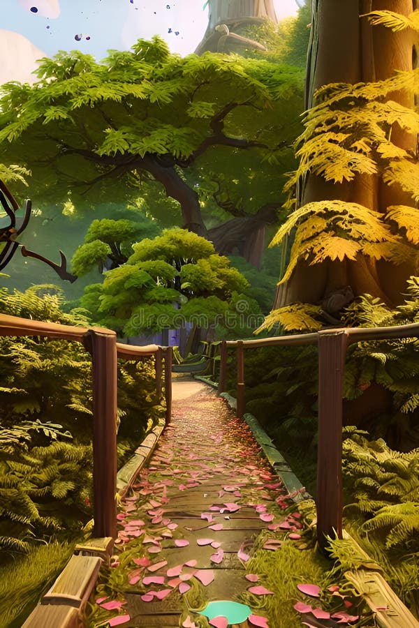 Digital Art Forest Background Wallpaper Stock Illustration ...