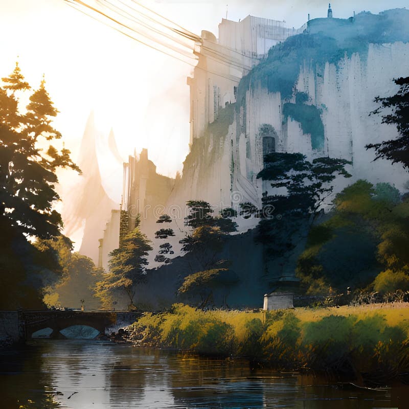 Digital Art Forest Background Wallpaper Stock Illustration ...