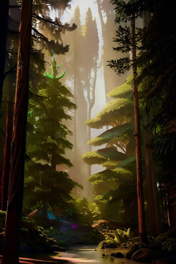 Digital Art Forest Background Wallpaper Stock Illustration ...