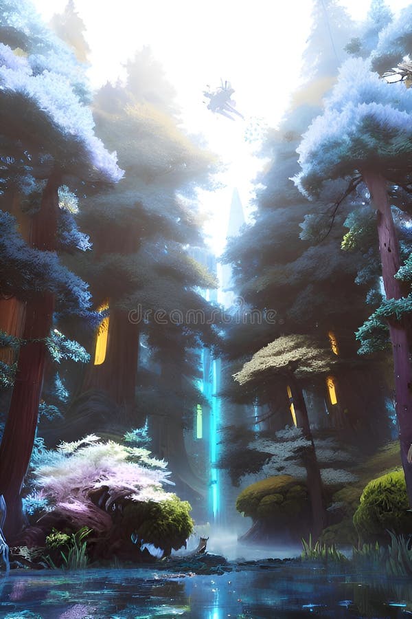 Digital Art Forest Background Wallpaper Stock Illustration ...