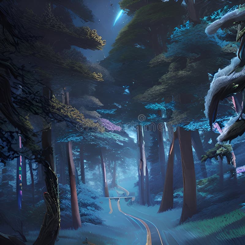 Digital Art Forest Background Wallpaper Stock Illustration ...