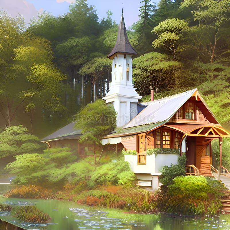 Digital Art Forest Tree Background Wallpaper Stock Illustration ...