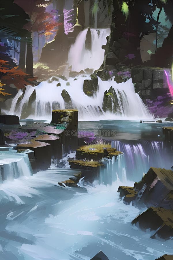 Digital Art Forest Tree Background Wallpaper Stock Illustration ...