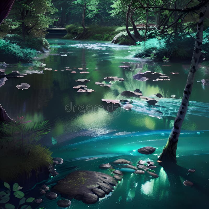 Digital Art Forest Background Wallpaper Stock Illustration ...