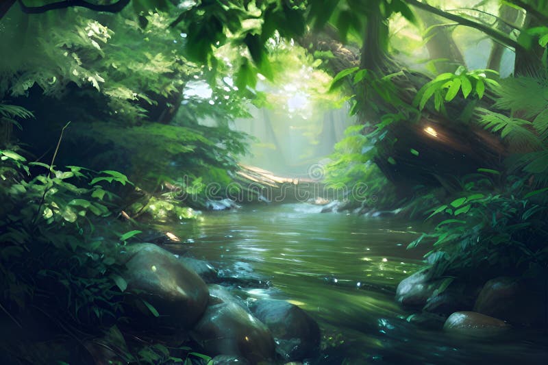 Digital Art Forest Background Wallpaper Stock Illustration ...