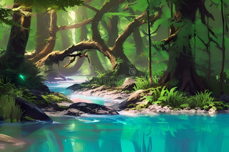 Digital Art Forest Background Wallpaper Stock Illustration ...