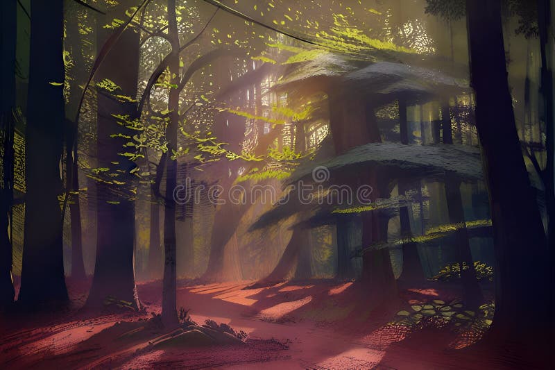 Digital Art Forest Background Wallpaper Stock Illustration ...