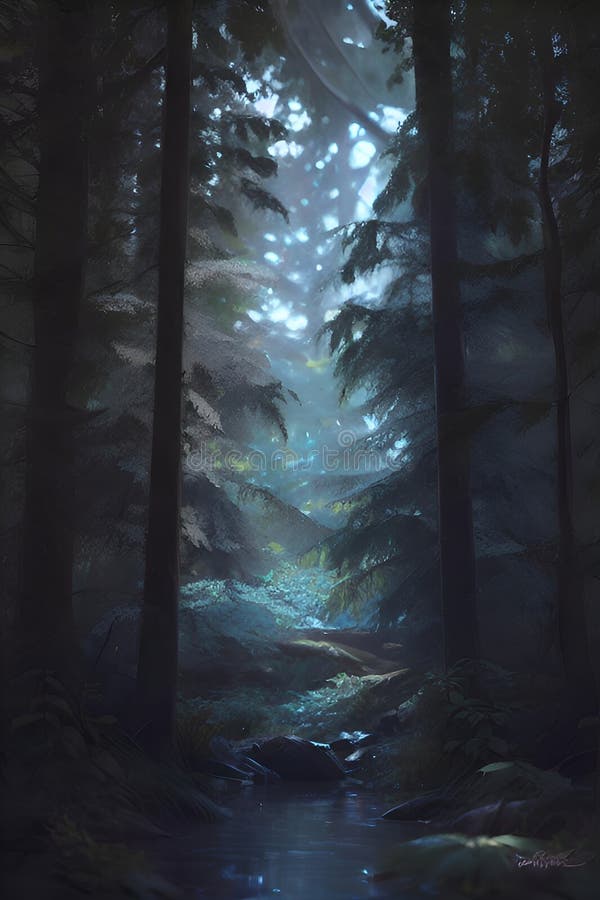 Digital Art Forest Background Wallpaper Stock Illustration ...