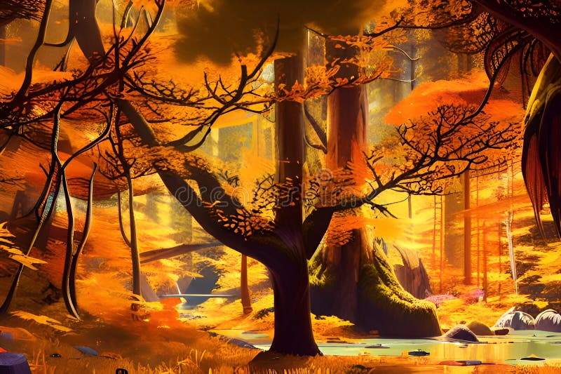 Digital Art Forest Background Wallpaper Stock Illustration ...