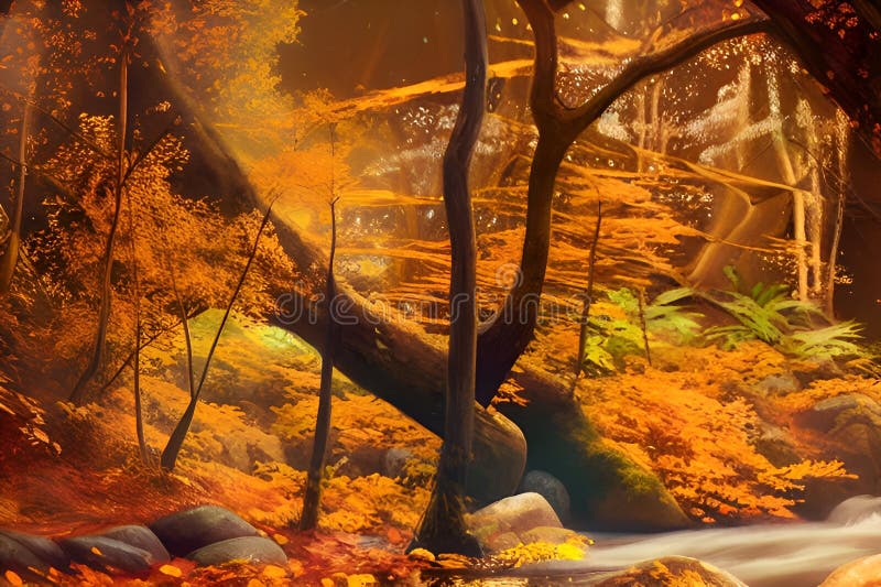 Digital Art Forest Background Wallpaper Stock Illustration ...