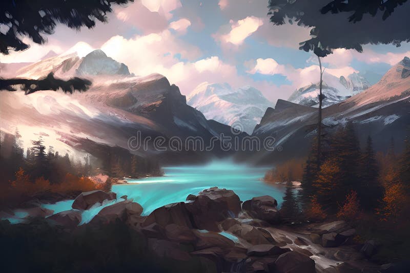 Digital Art Forest Tree Background Wallpaper Stock Illustration ...