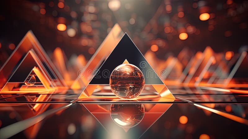 Digital Art with Geometric Shapes and Light Effects Stock Illustration ...