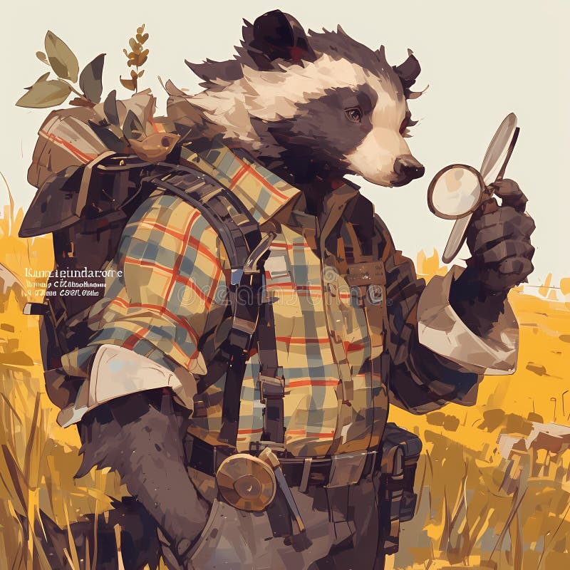 Adventurous Badger Explorer, 95 Characters. Stock Illustration ...